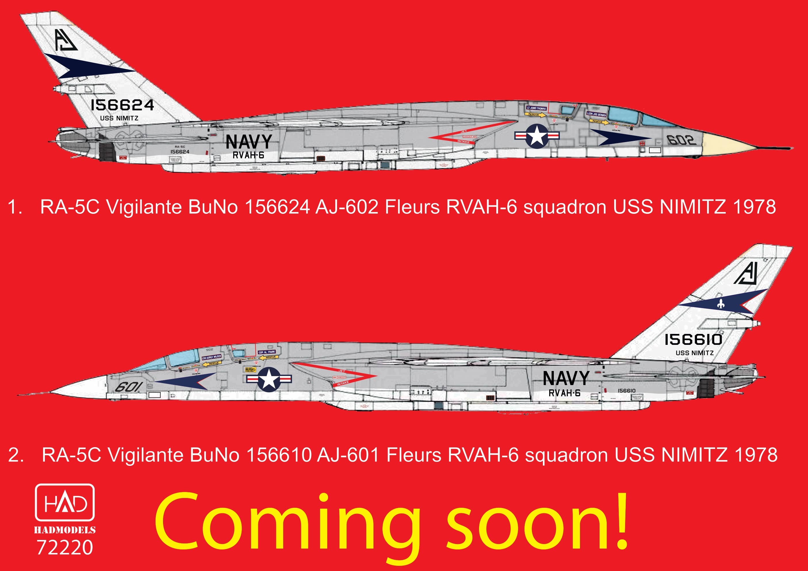 1/72 RA-5C ヴィジランティ RVAH-6 USSニミッツ 1978