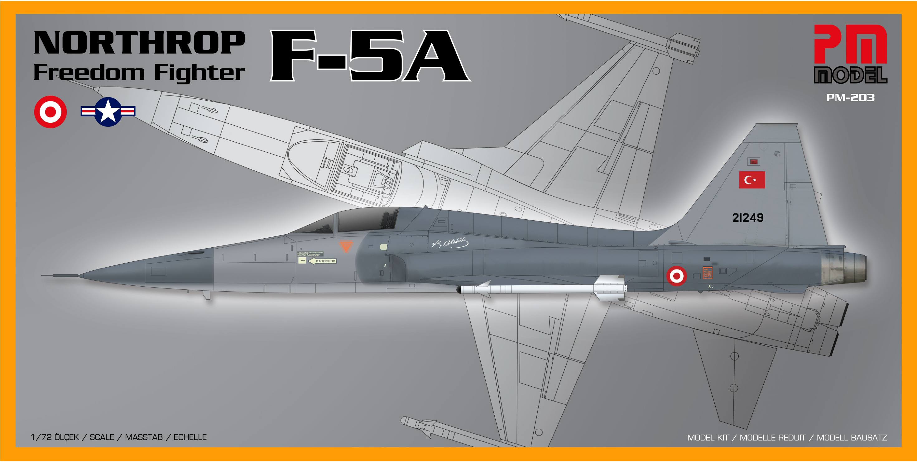 1/72 ノースロップ F-5A フリーダムファイター (3種類のデカール(米空軍x 1、トルコ軍 x 2)付属) | HLJ.co.jp
